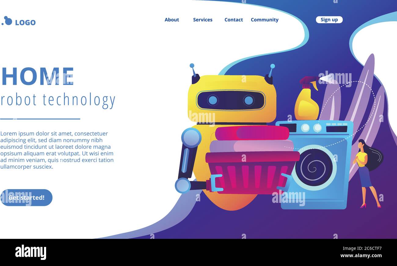 Home robot technology concept landing page Stock Vector Image & Art - Alamy