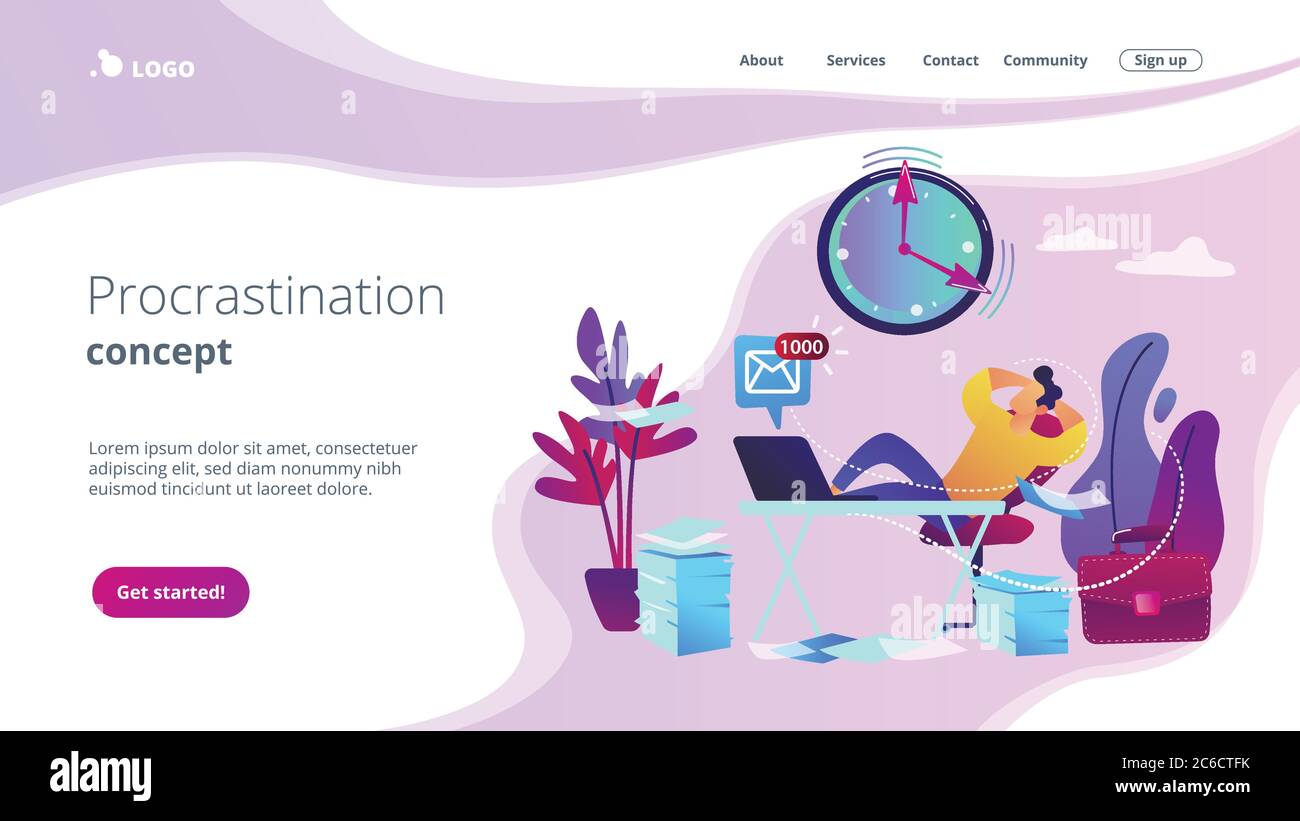 Procrastination concept landing page Stock Vector Image & Art - Alamy