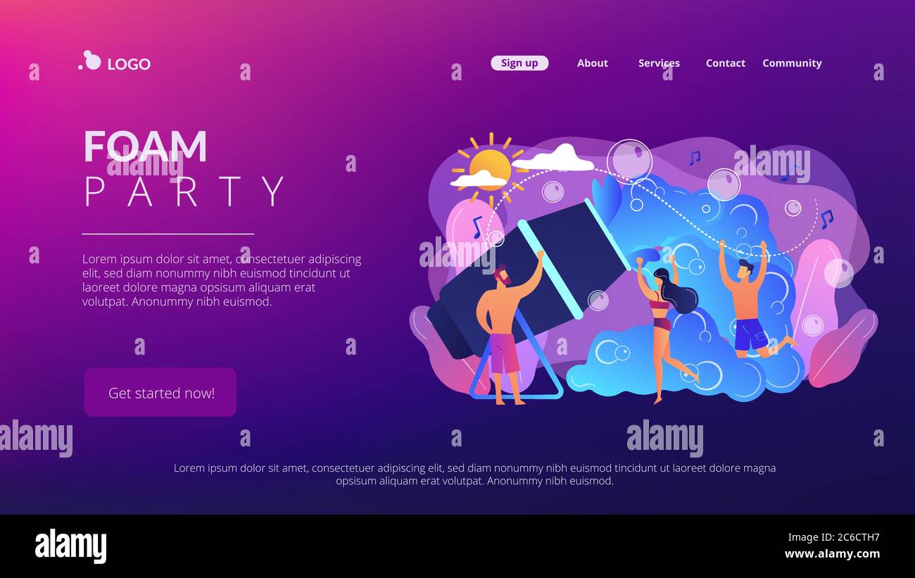 Foam party concept landing page Stock Vector Image & Art - Alamy