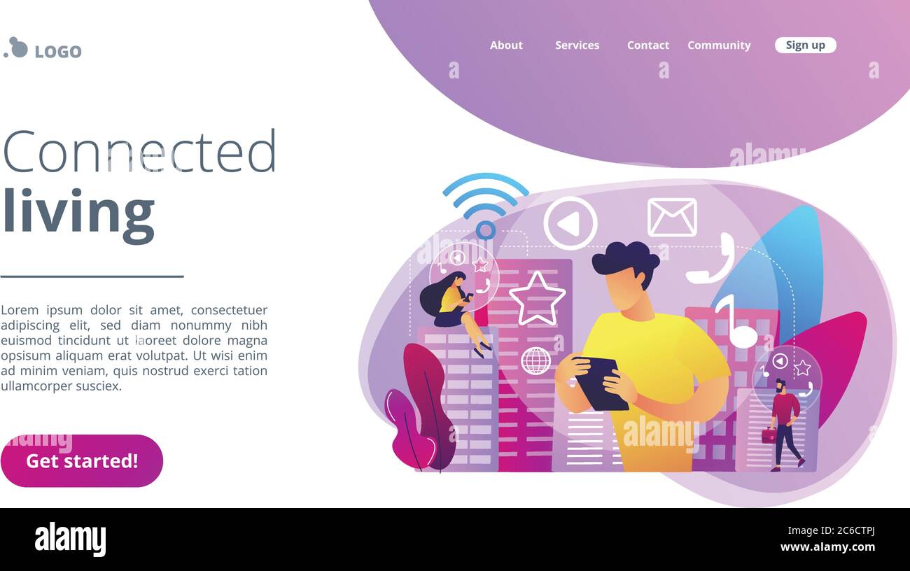 Connected living concept landing page Stock Vector Image & Art - Alamy