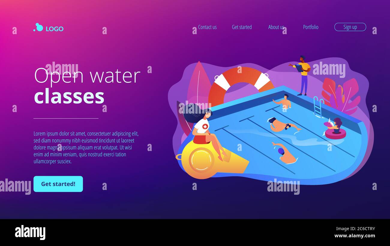Swimming and lifesaving classes concept landing page Stock Vector Image ... Swimming and lifesaving classes concept landing page Stock Vector Image ...