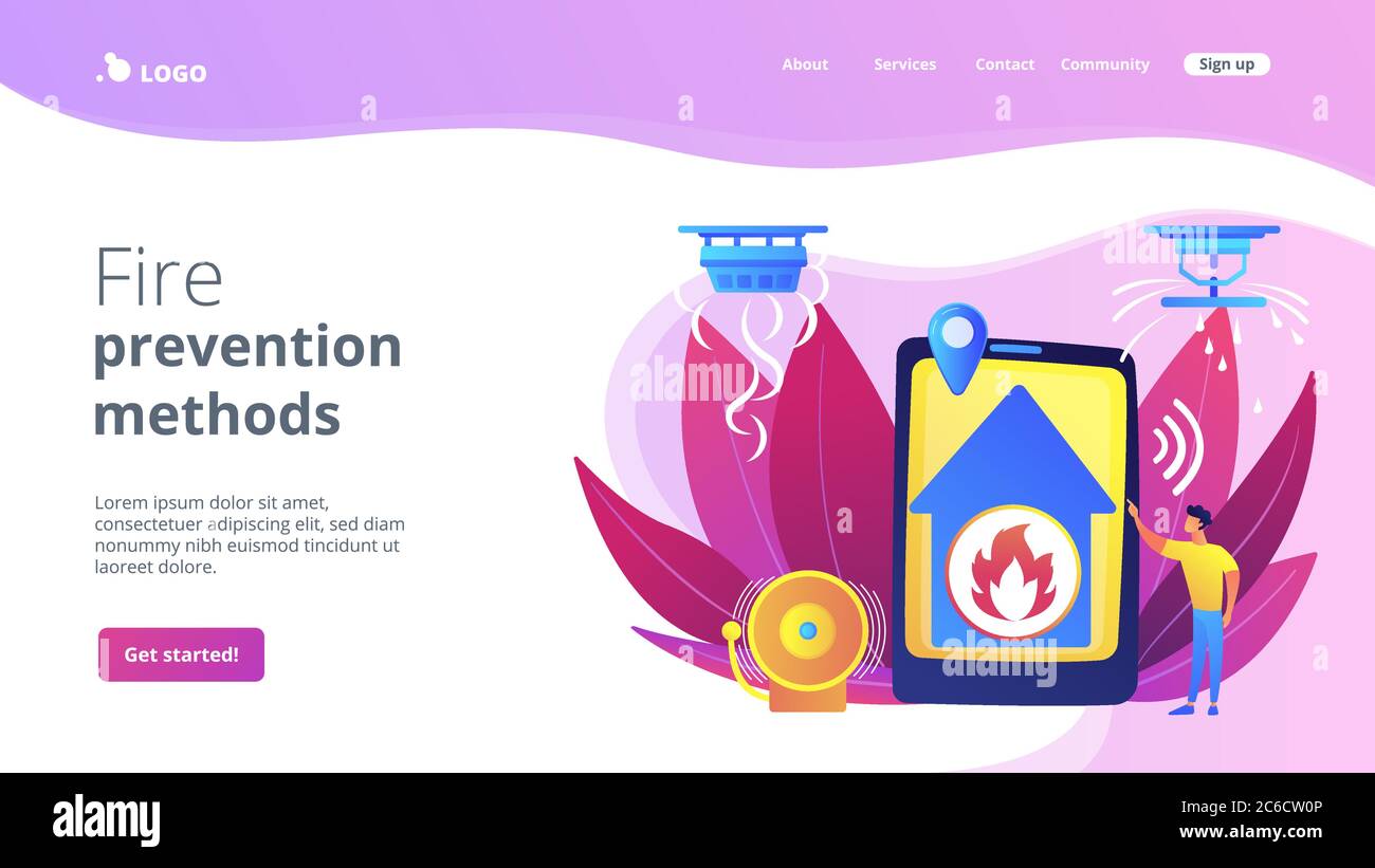 Fire alarm system concept landing page Stock Vector Image & Art - Alamy