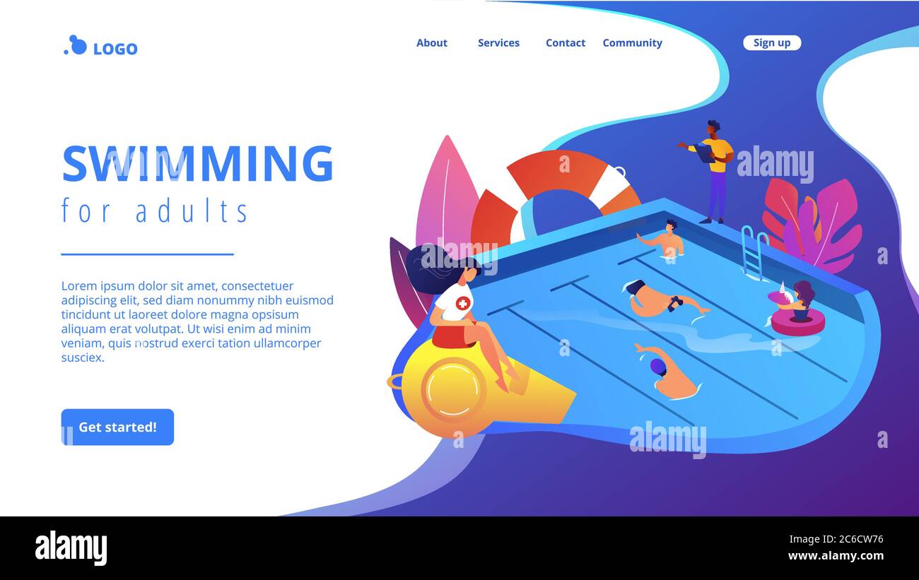 Swimming and lifesaving classes concept landing page Stock Vector Image ... Swimming and lifesaving classes concept landing page Stock Vector Image ...