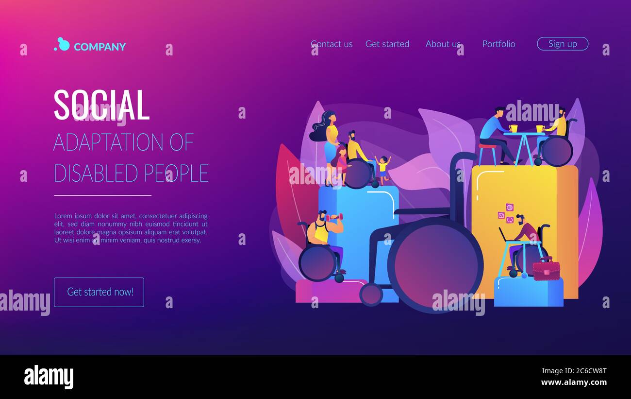 Social adaptation of disabled people concept landing page Stock Vector ...