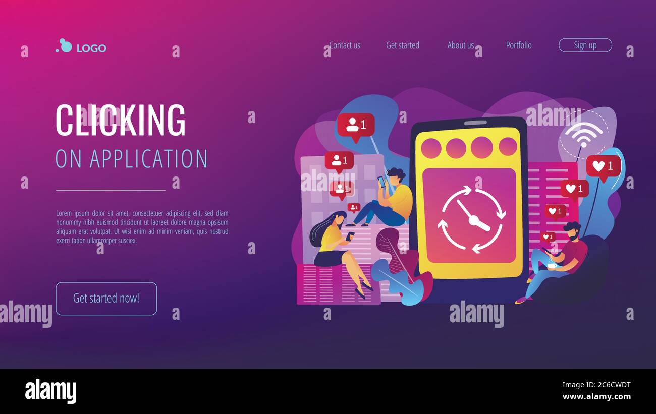 Mindlessly scrolling concept landing page Stock Vector Image & Art - Alamy