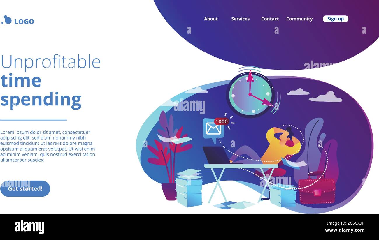 Procrastination concept landing page Stock Vector Image & Art - Alamy