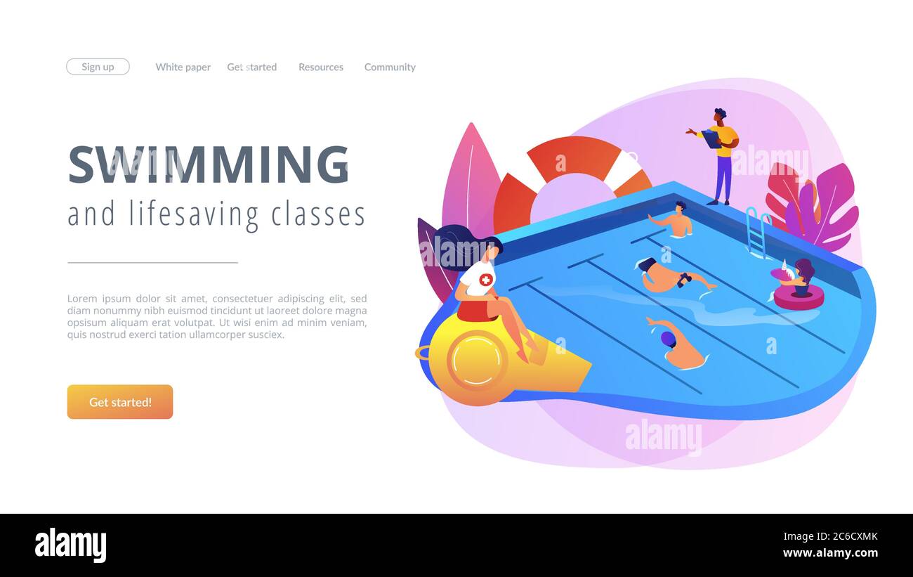 Swimming and lifesaving classes concept landing page Stock Vector Image ... Swimming and lifesaving classes concept landing page Stock Vector Image ...