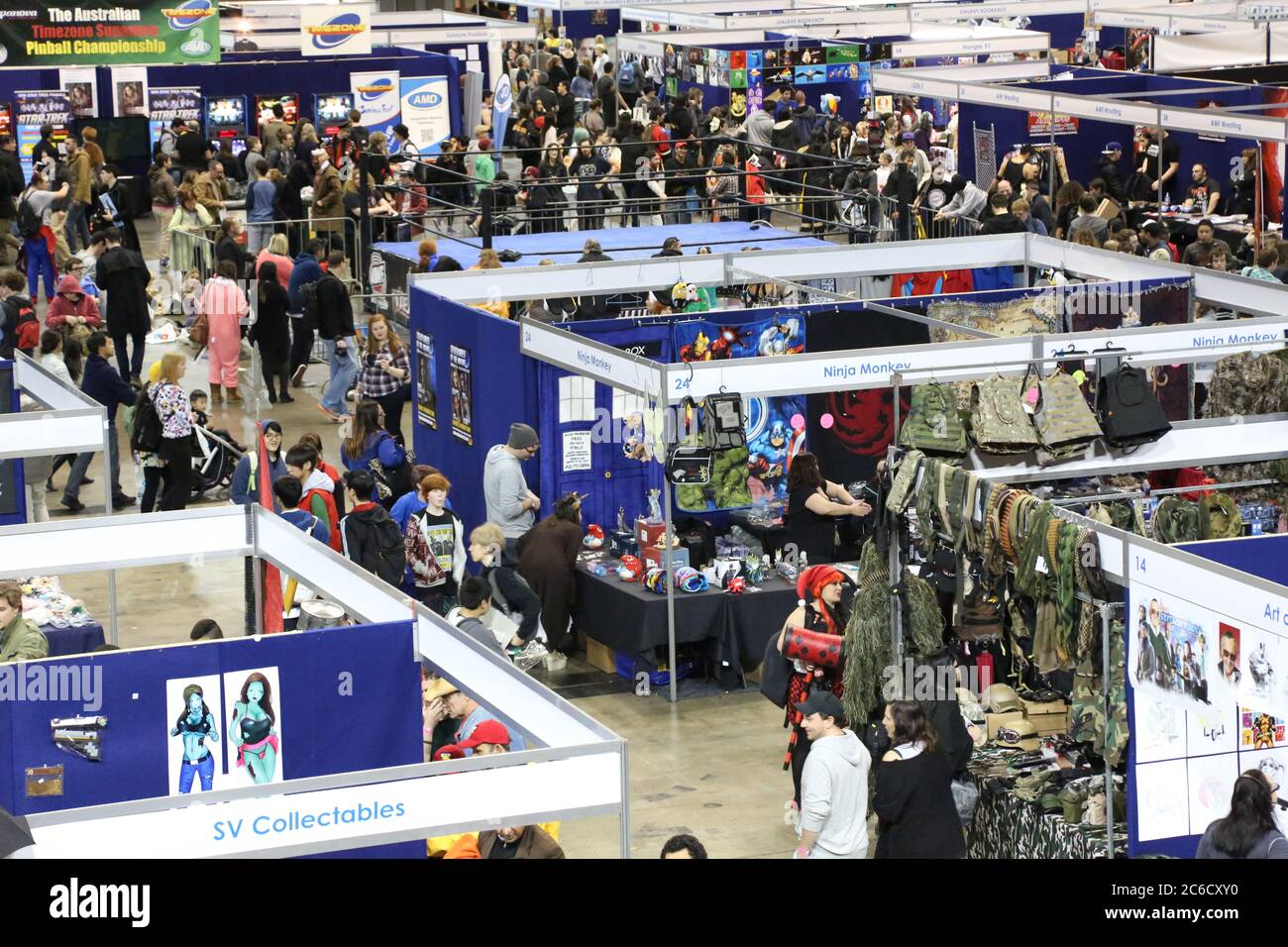 An aerial view of some of the stalls at the Supanova pop culture expo ...