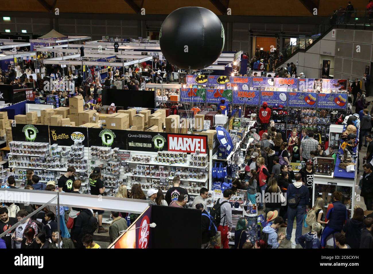 An aerial view of some of the stalls at the Supanova pop culture expo ...