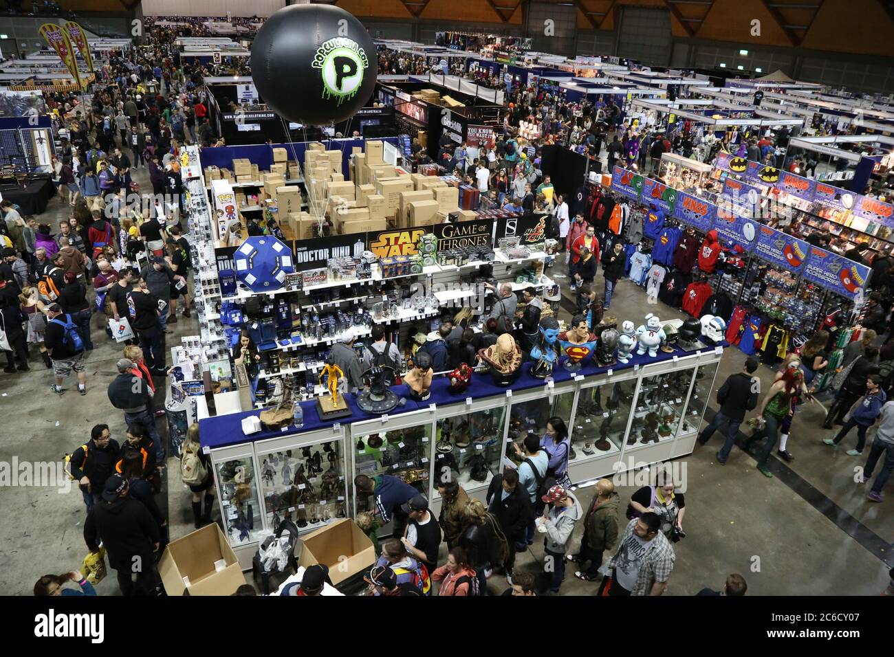 An aerial view of some of the stalls at the Supanova pop culture expo ...