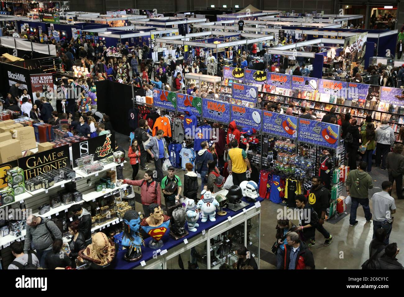 An aerial view of some of the stalls at the Supanova pop culture expo ...