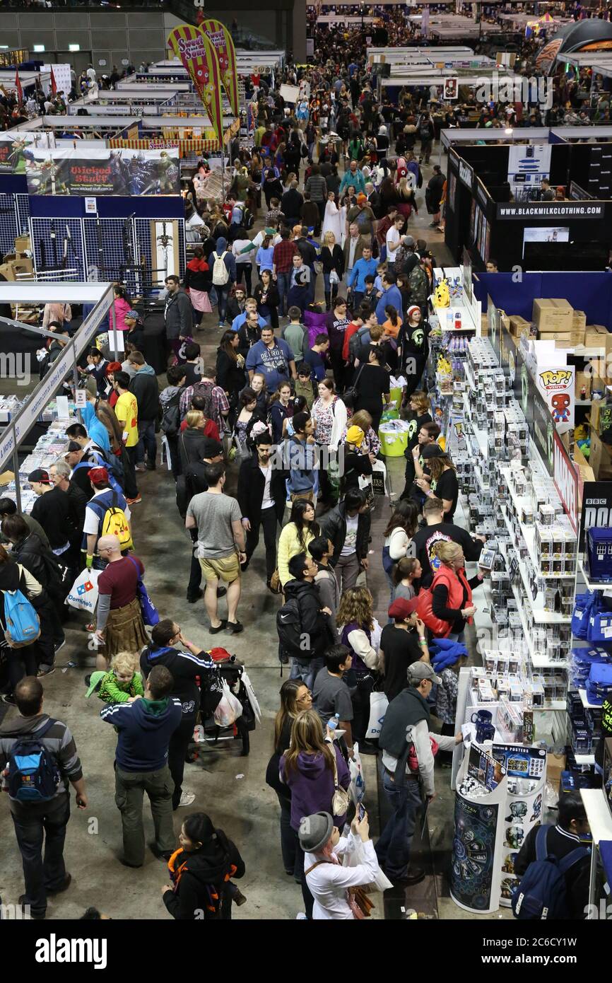 An aerial view of some of the stalls at the Supanova pop culture expo ...
