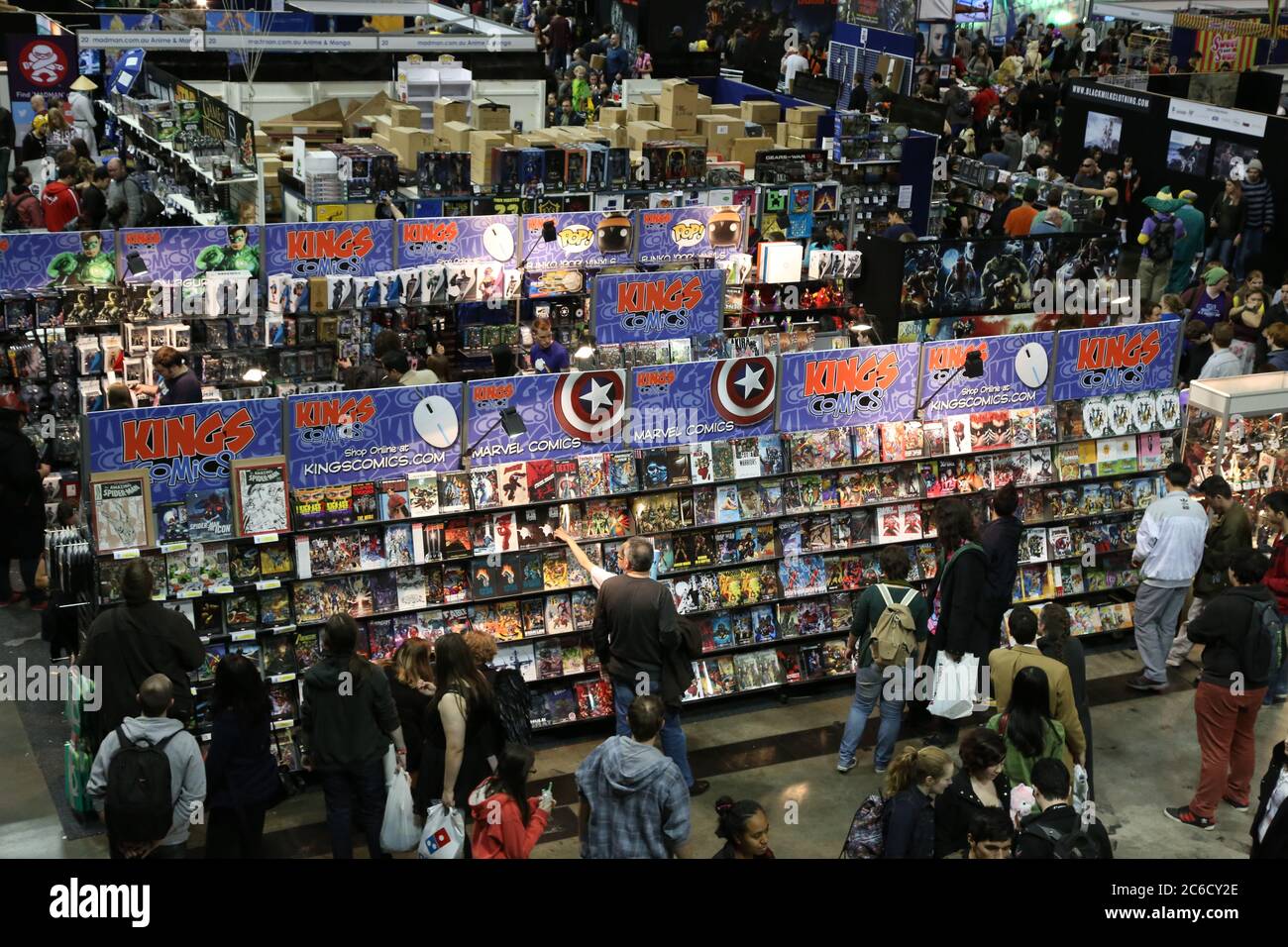 An aerial view of some of the stalls at the Supanova pop culture expo ...