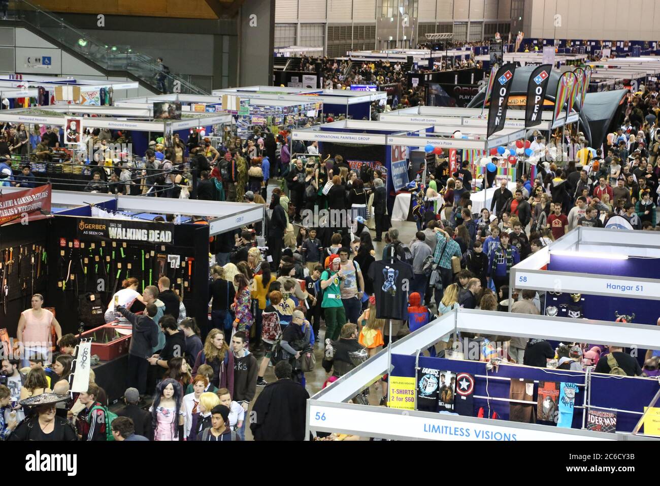 An aerial view of some of the stalls at the Supanova pop culture expo ...