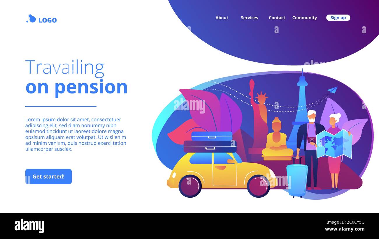 Retirement travel concept landing page Stock Vector Image & Art - Alamy