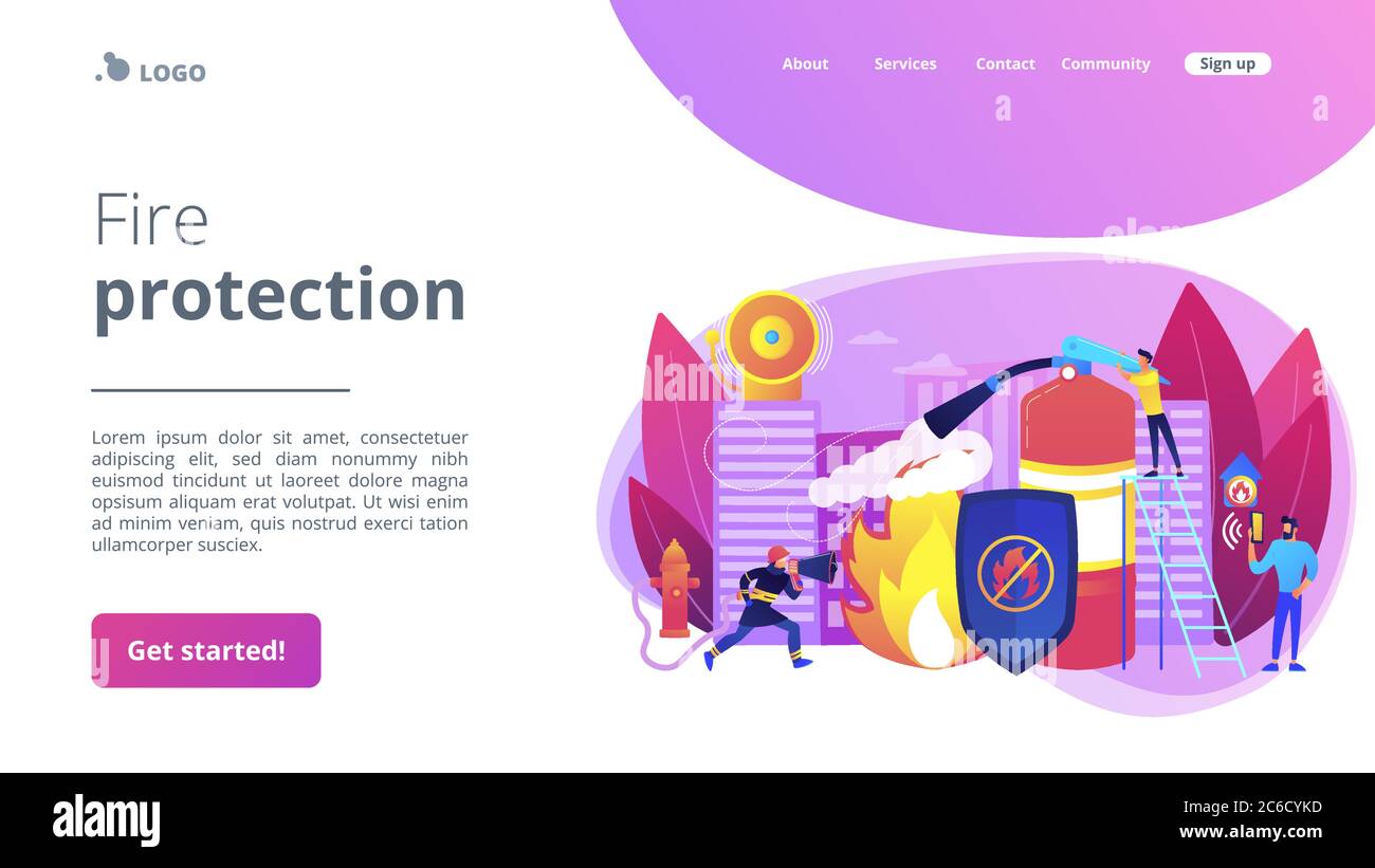 Fire protection concept landing page Stock Vector Image & Art - Alamy