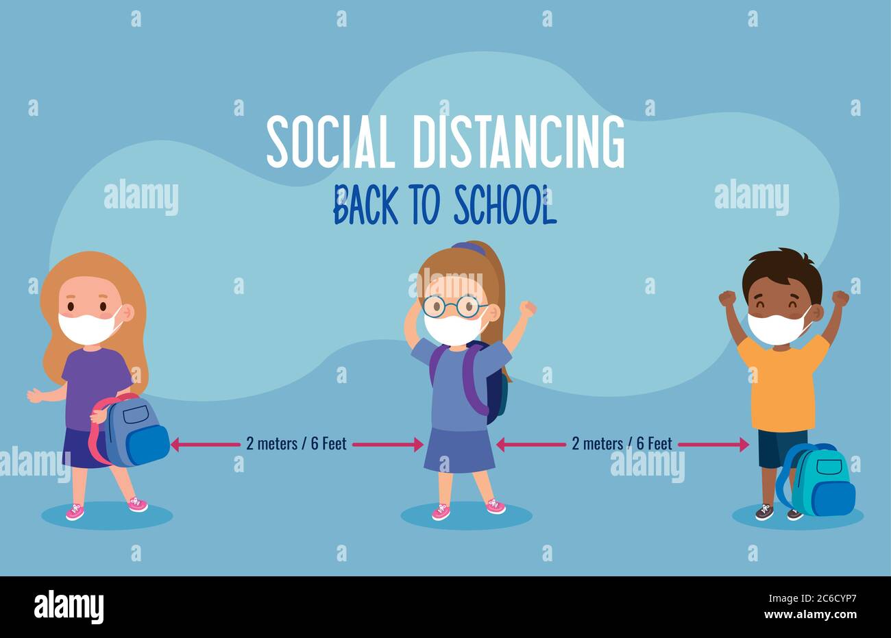 back to school for new normal lifestyle concept, kids wearing medical ...