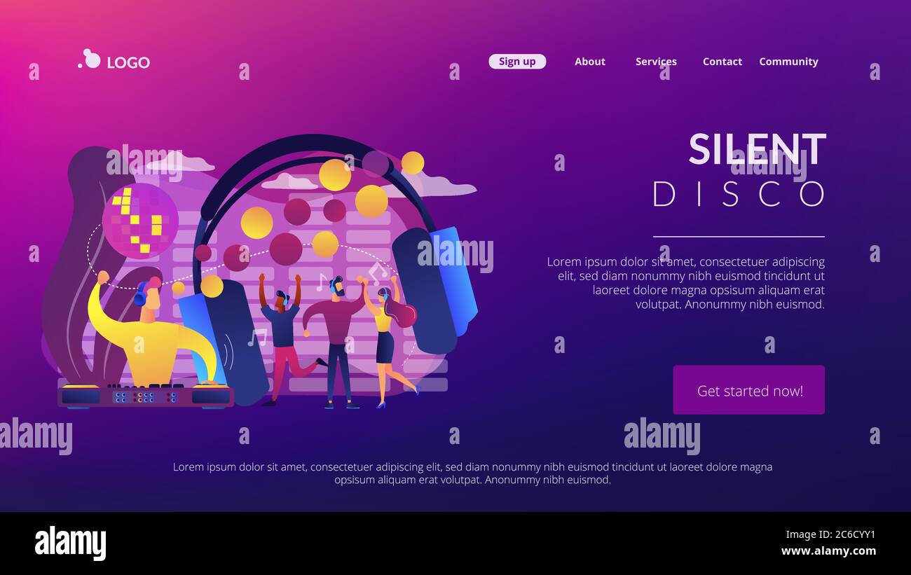 Silent disco concept landing page Stock Vector Image & Art - Alamy