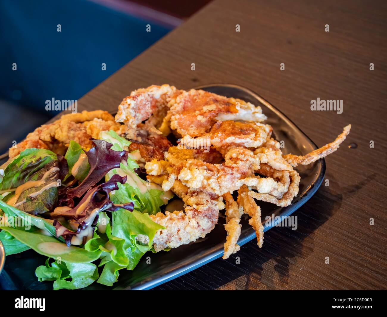 Close up shot of a dish of deep fried soft shell crab at Las Vegas ...