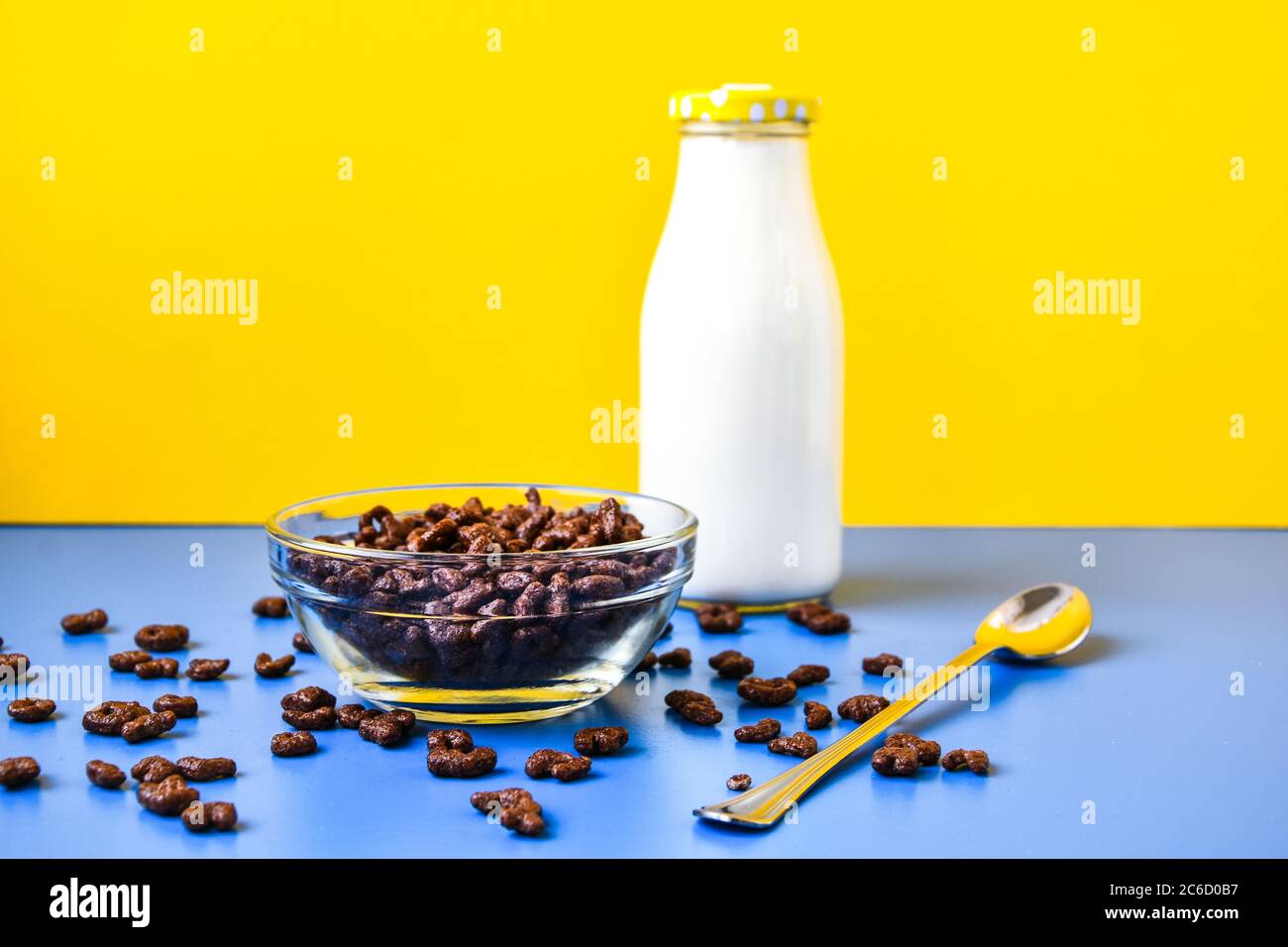 Chocolate cornflakes in the shape of letters of the English alphabet ...
