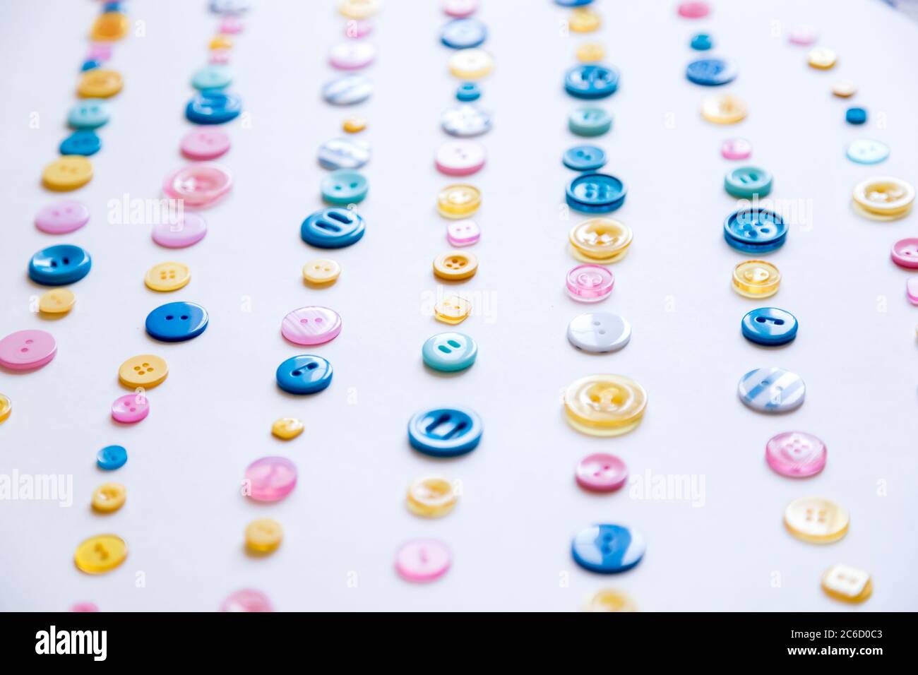 Flat lay with colorful sewing buttons, mock up, top view Stock Photo ...
