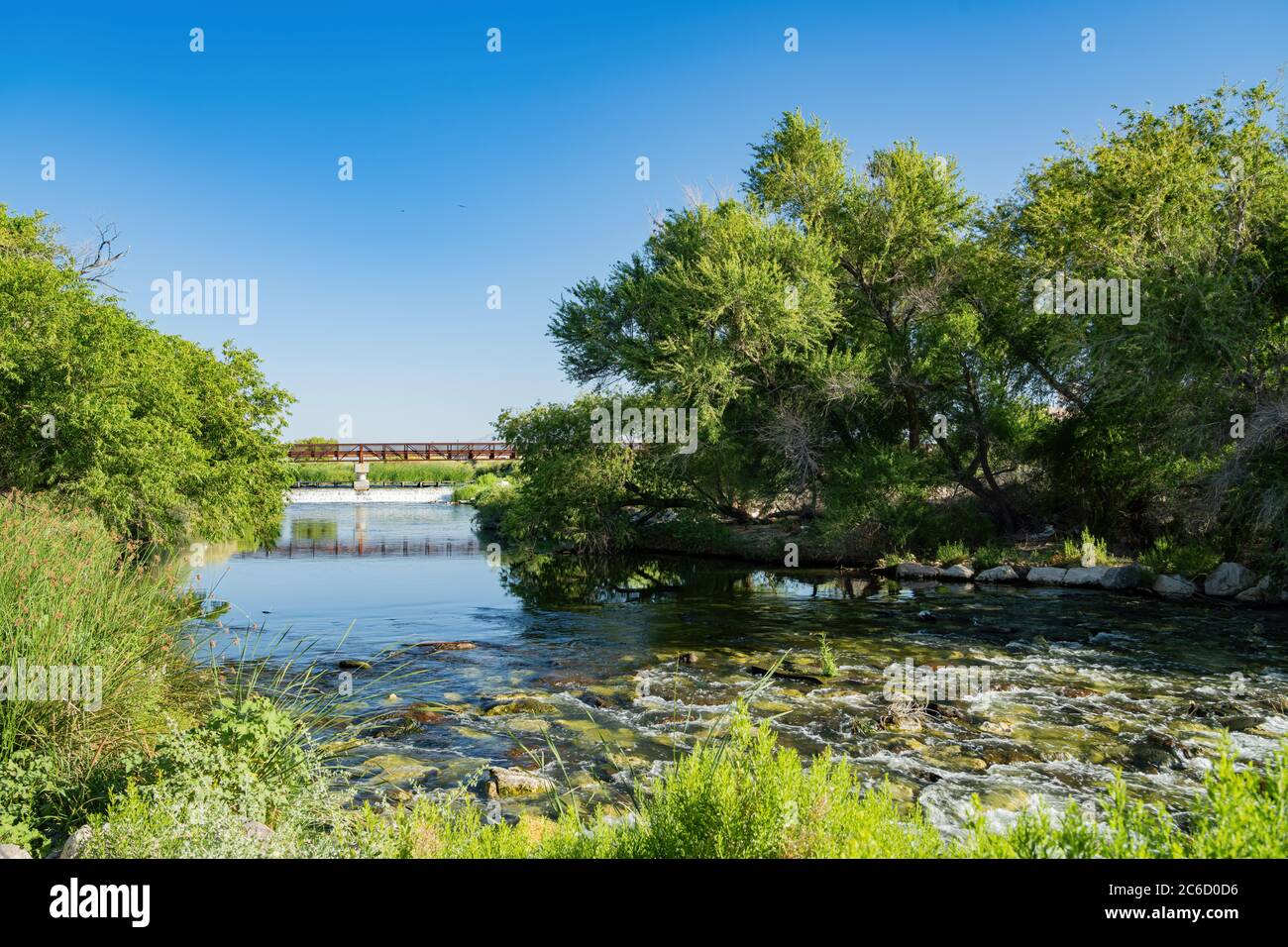 Sunny view of the natural landscape of Clark County Wetlands Park at ...