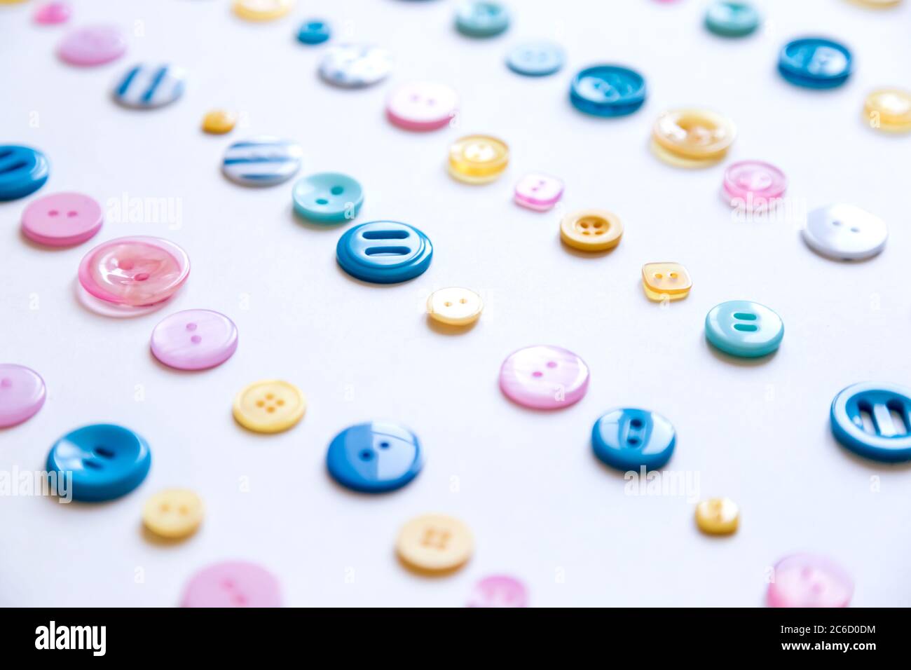 Flat lay with colorful sewing buttons, mock up, top view Stock Photo ...