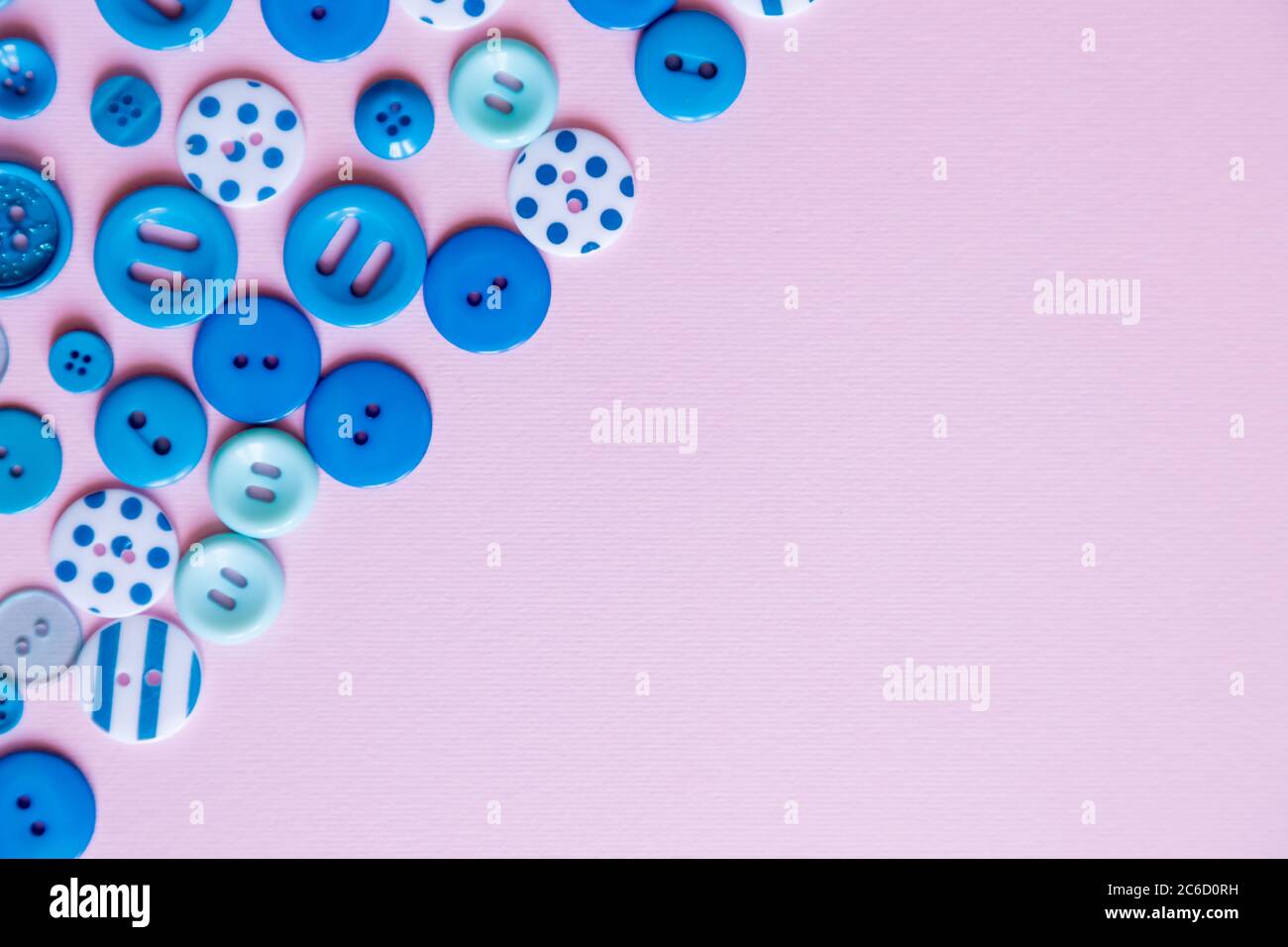 Flat lay with colorful sewing buttons, mock up, top view Stock Photo ...