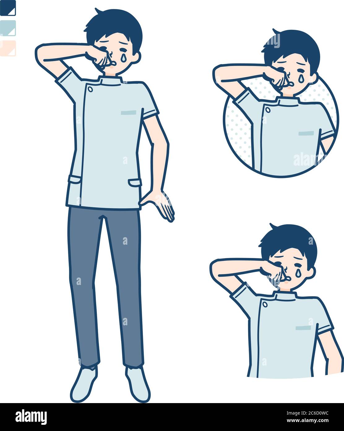 A young nurse man with cry images. It's vector art so it's easy to edit ...