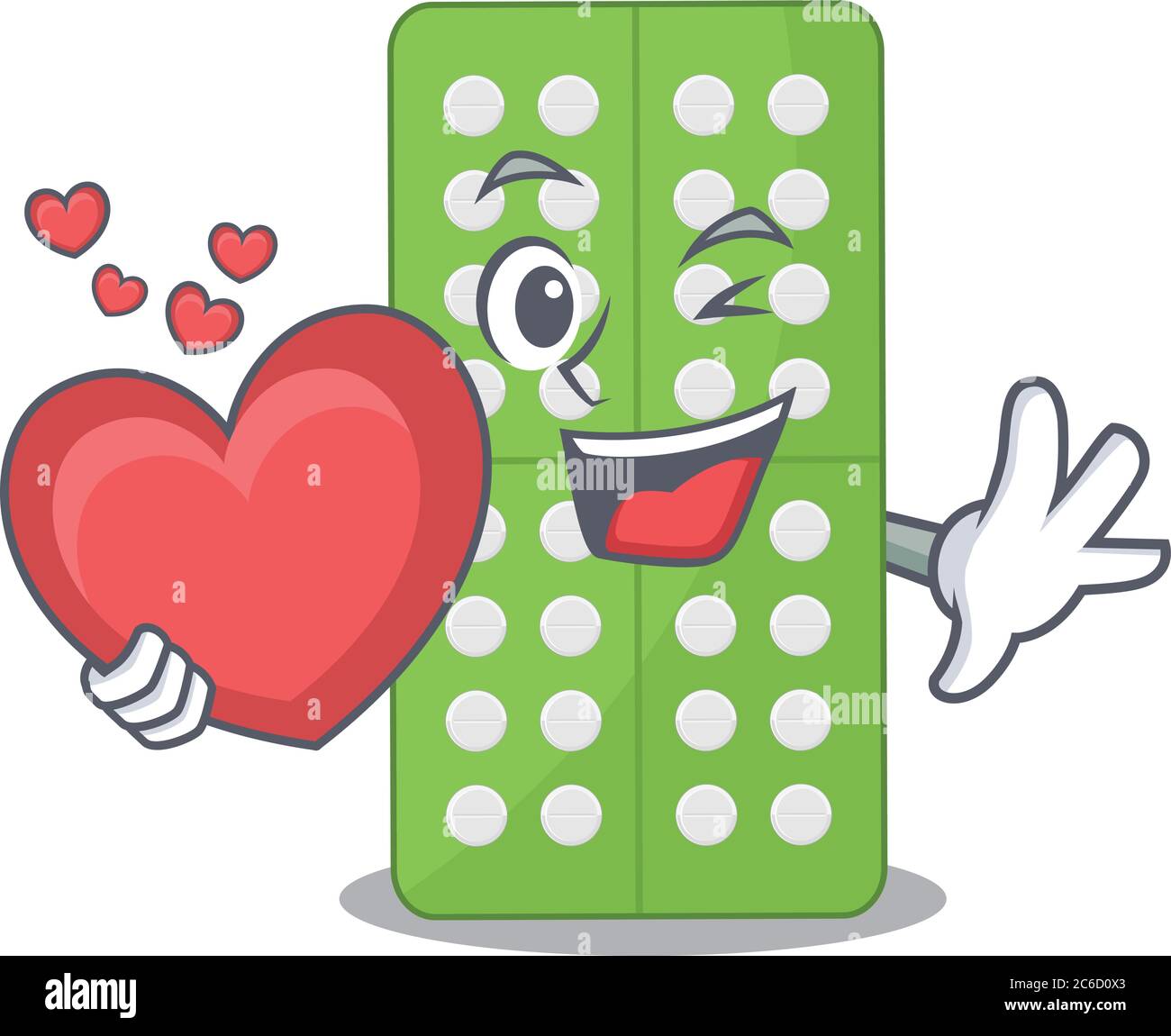 A lovable medicine pills caricature design style holding a big heart ...