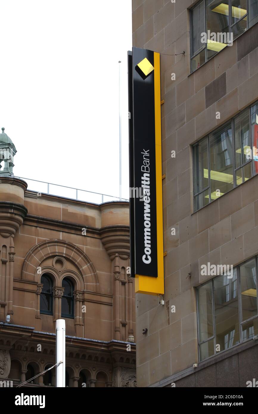 A branch of the Commonwealth Bank of Australia (CBA) at the corner of ...