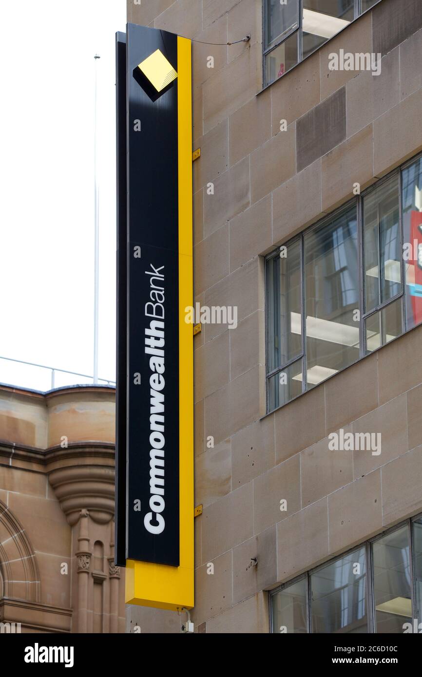 A branch of the Commonwealth Bank of Australia (CBA) at the corner of ...