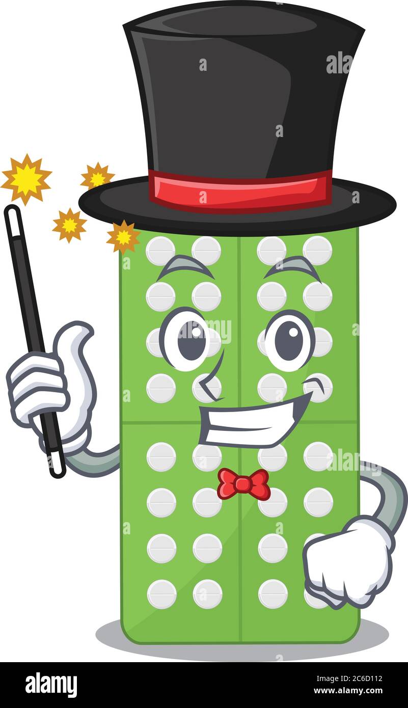 A smart Magician of medicine pills caricature design style Stock Vector ...