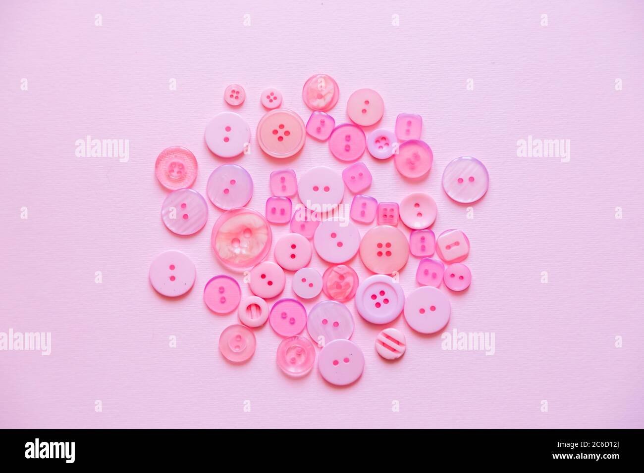 Flat lay with colorful sewing buttons, mock up, top view Stock Photo ...