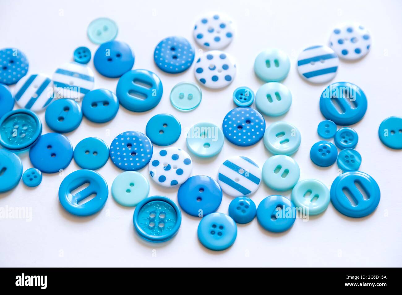 Flat lay with colorful sewing buttons, mock up, top view Stock Photo ...