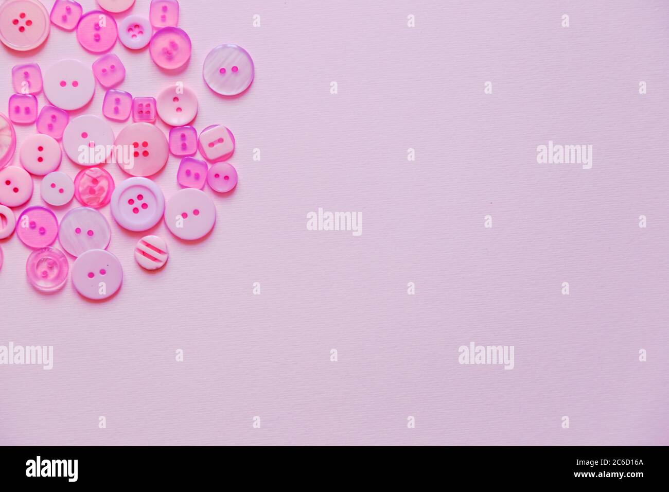Flat lay with colorful sewing buttons, mock up, top view Stock Photo ...