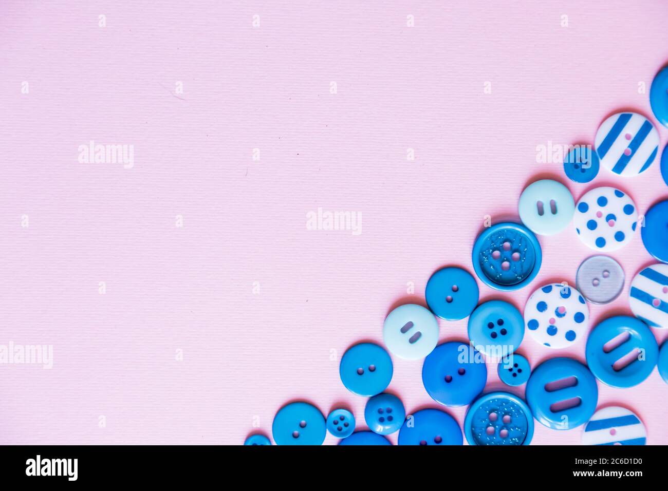 Flat lay with colorful sewing buttons, mock up, top view Stock Photo ...