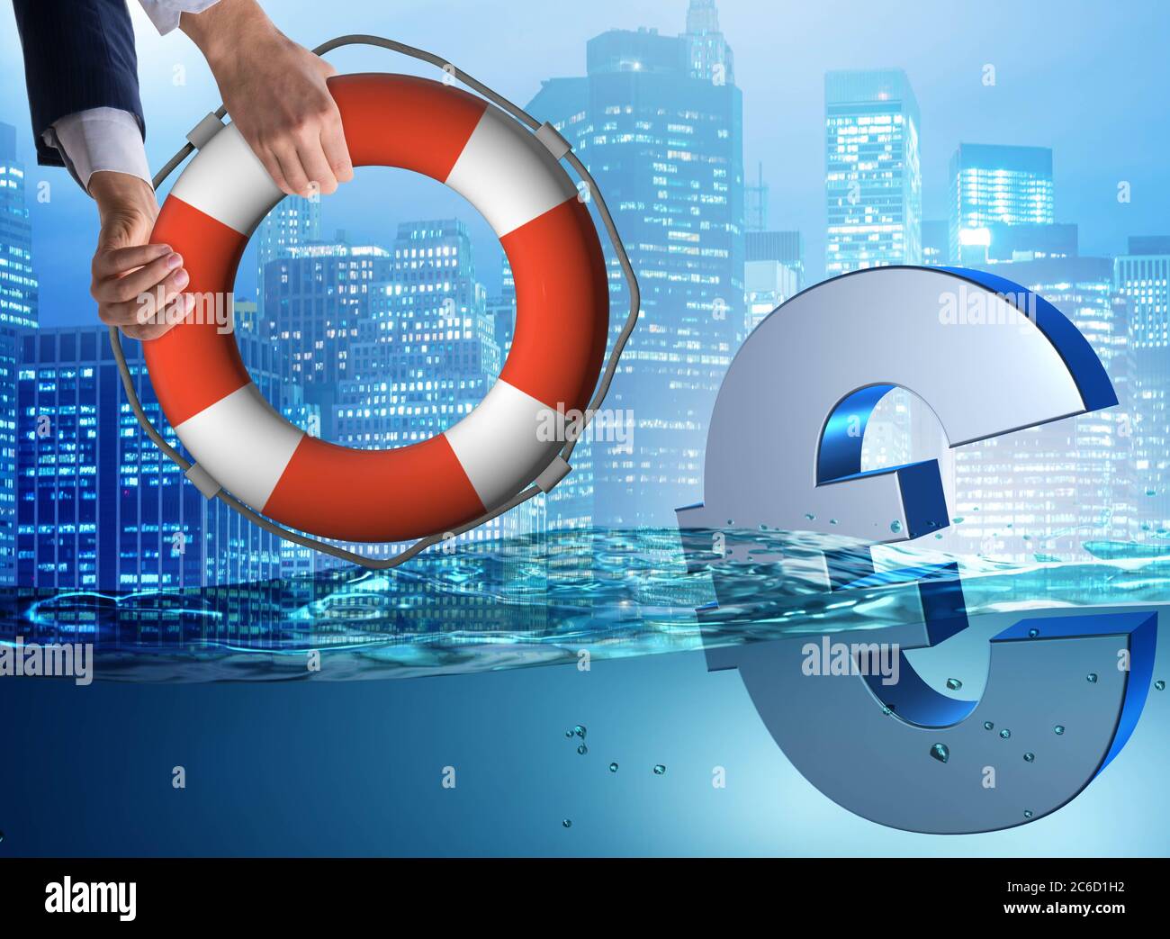 The businessman saving euro currency from inflation Stock Photo - Alamy