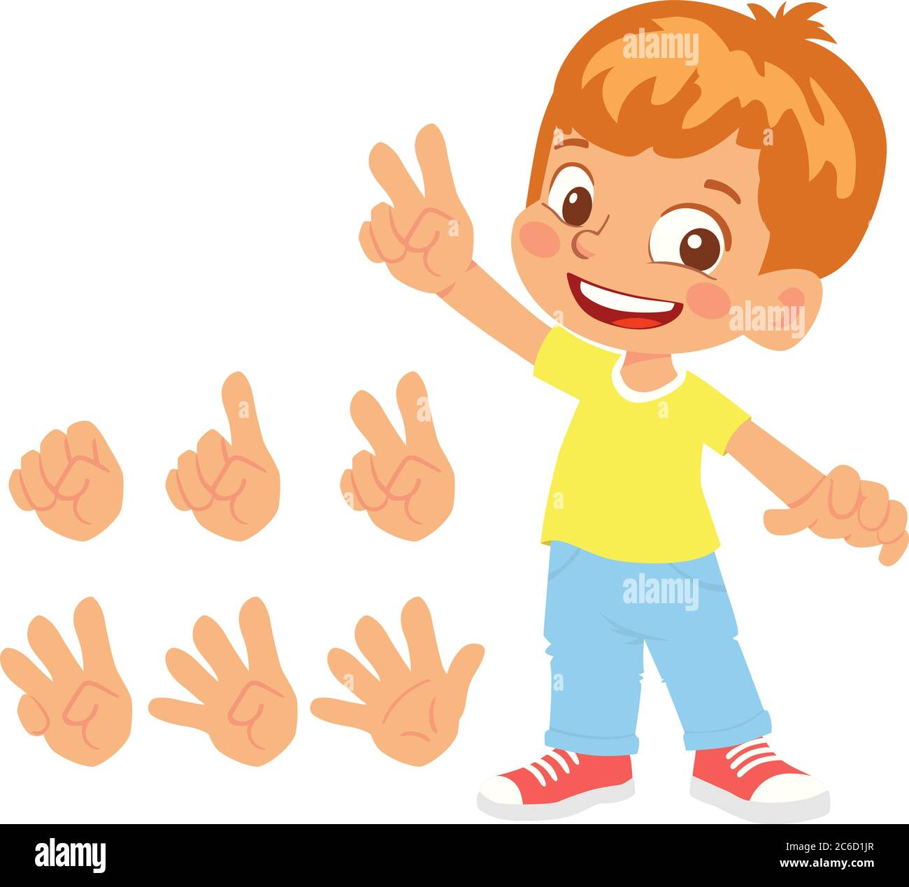Fingers show numbers. Boy finger count Stock Vector Image & Art - Alamy