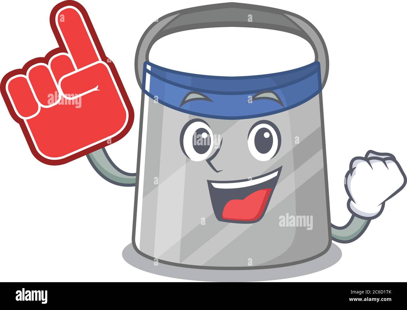 Face shield in cartoon drawing character design with Foam finger Stock ...