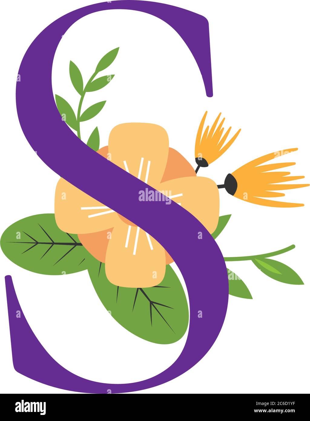 Floral alphabet initial vector design Stock Vector Image & Art - Alamy