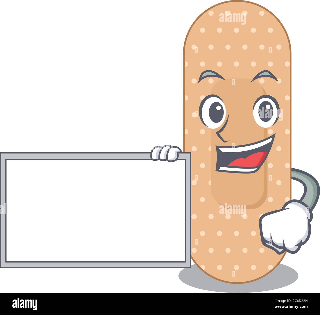 Cartoon character style of standard bandage holding a white board Stock ...
