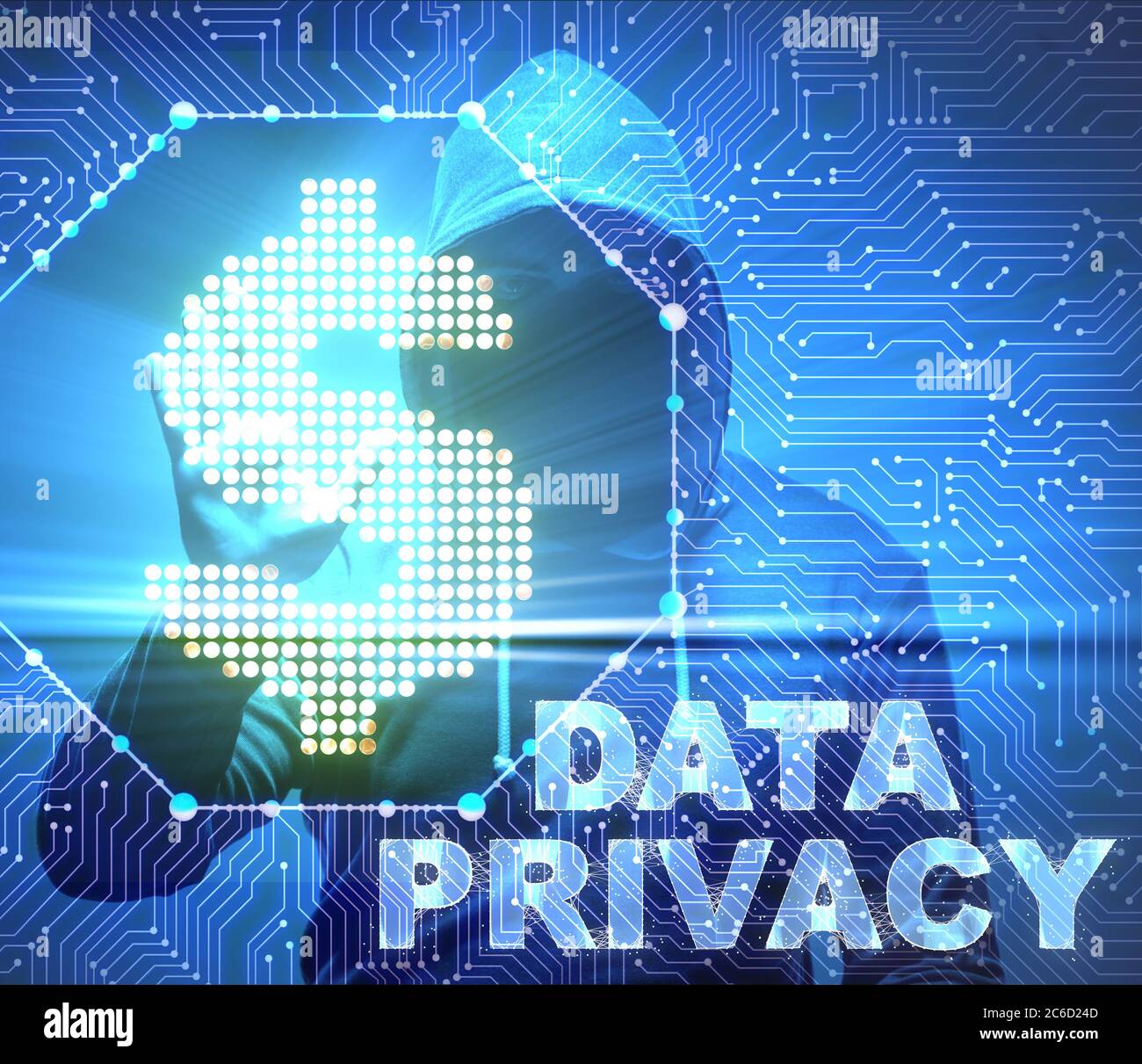The data privacy concept with hacker stealing personal information ...