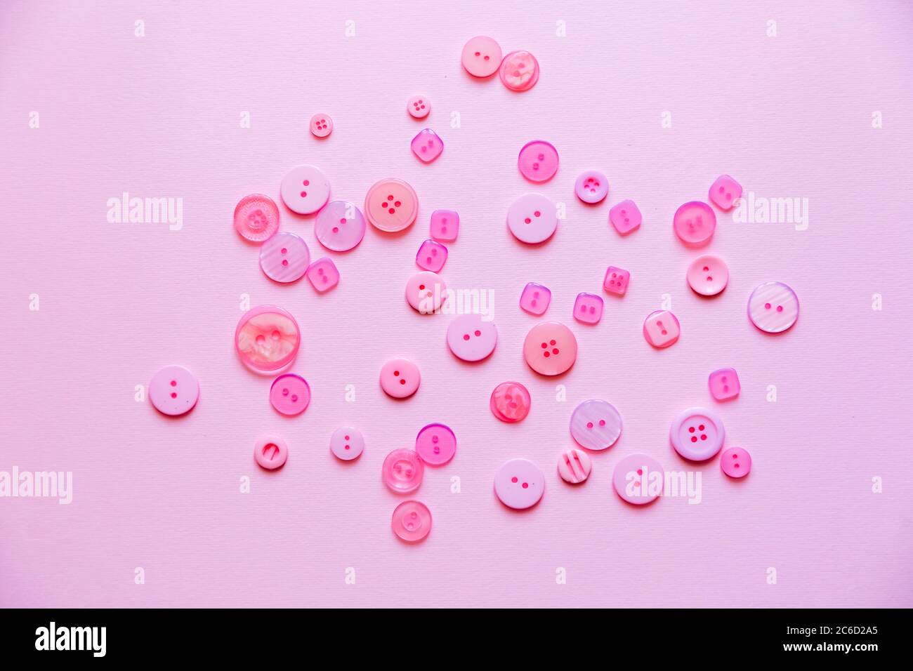 Flat lay with colorful sewing buttons, mock up, top view Stock Photo ...