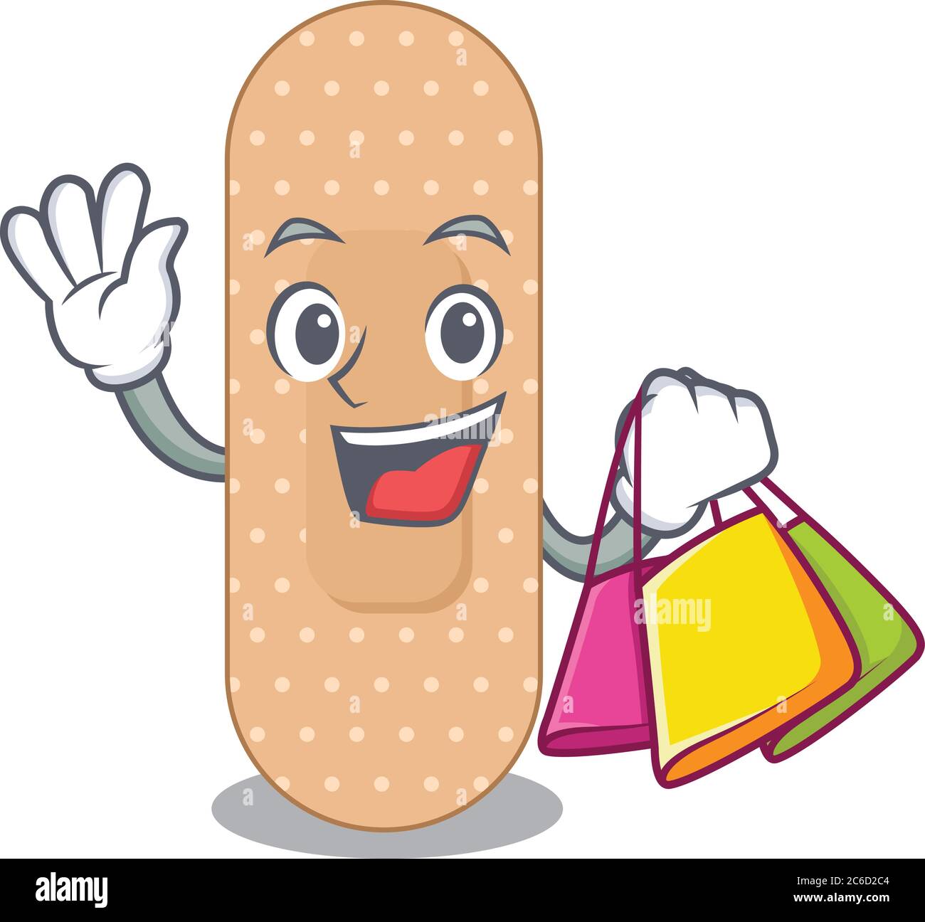 Standard bandage wealthy cartoon character concept with shopping bags ...