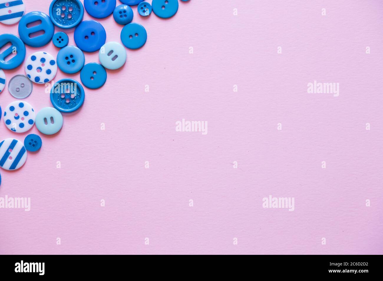 Flat lay with colorful sewing buttons, mock up, top view Stock Photo ...