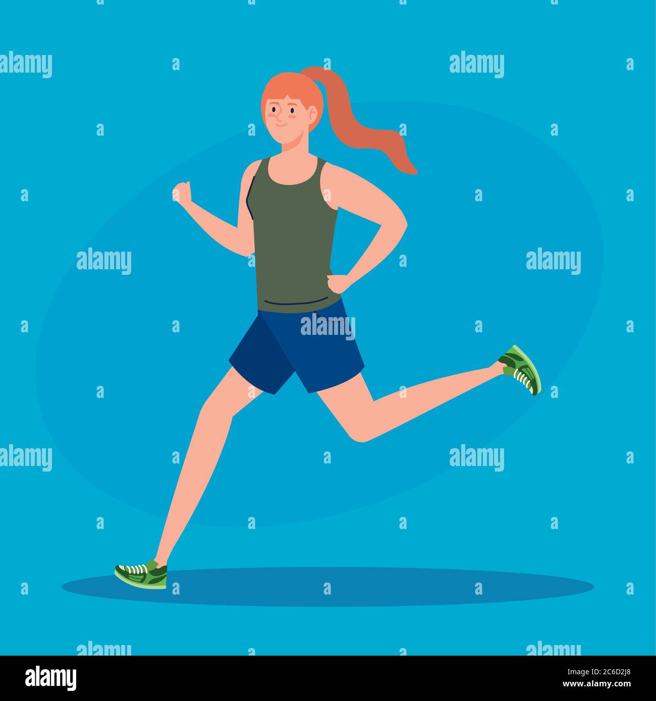 woman marathoner running sportive, female in run competition or ...