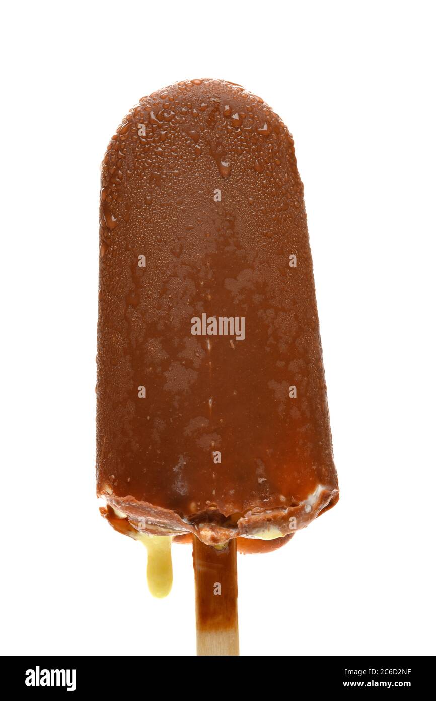 chocolate flavor popsicle in a melting process on white Stock Photo - Alamy
