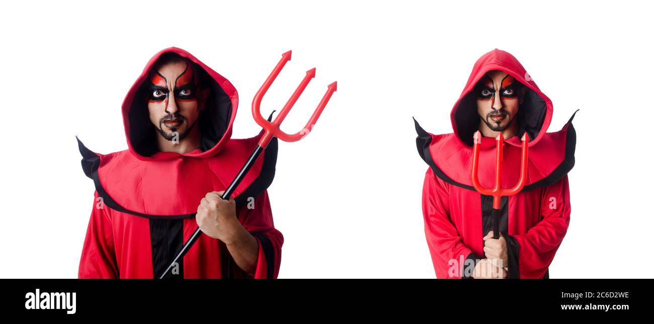 The man devil in red costume Stock Photo - Alamy