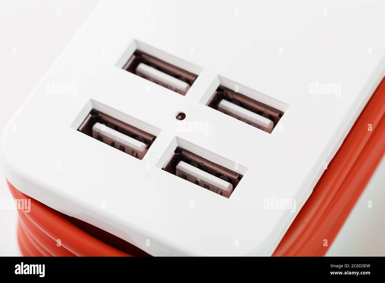 Extension Socket with USB Port on white background for charging phones ...